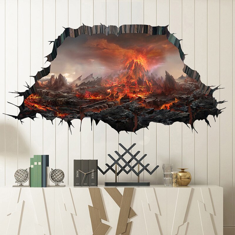 Halloween Wall Decals Volcano and Lava 3D Wall Art... – Grandado
