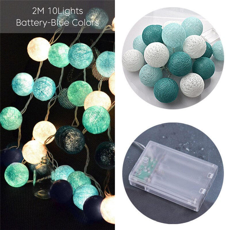 10 LEDs Cotton Ball String Lights AC & Battery Fai... – Vicedeal