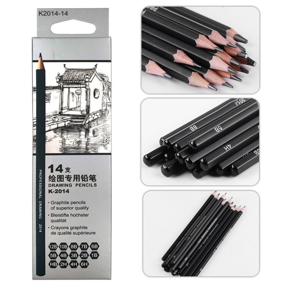 14pcs Sketch Pencil Set 6H-12B Drawing Pencils For... – Grandado