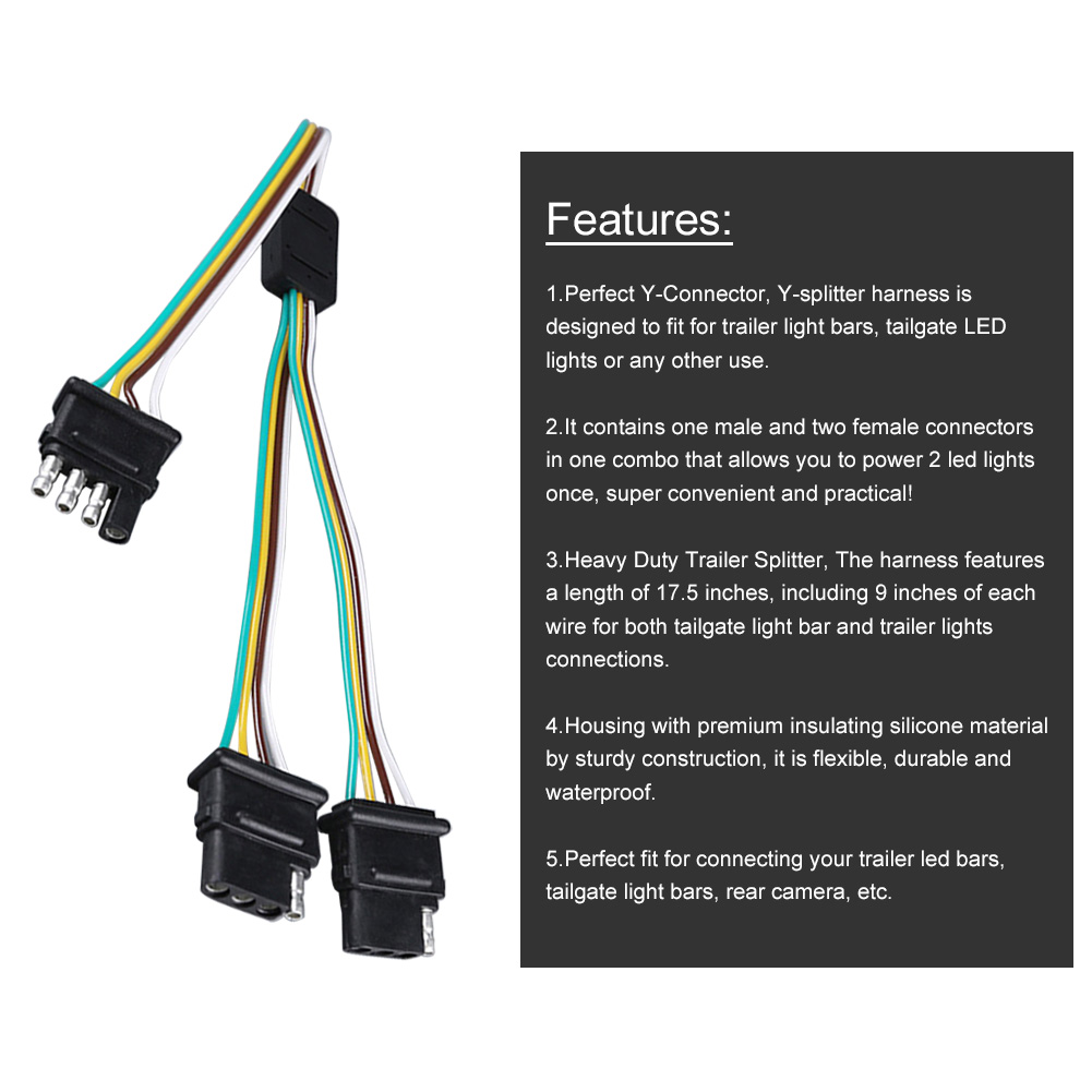 Trailer Light Wiring Harness add 4-Pin Plug 4 Way ... – Vicedeal