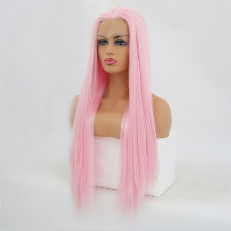 Bombshell vit rosa rakt syntetiskt hår spets främr... – Grandado
