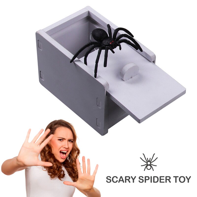 Halloween Funny Scare Box Wooden Prank Spider Hidd... – Grandado