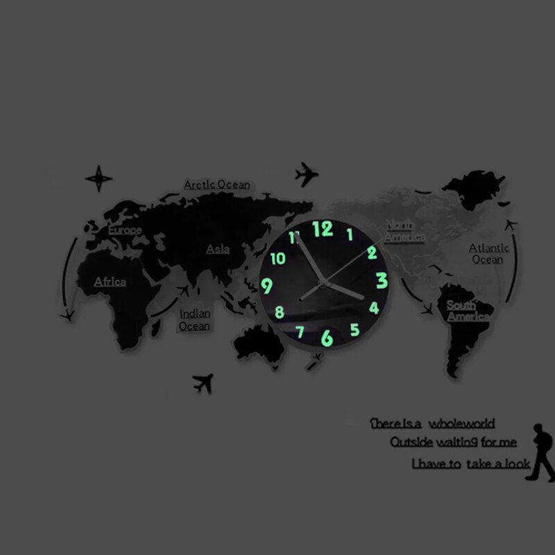 Punch-free Large World Map DIY Stickers Wall Clock... – Vicedeal