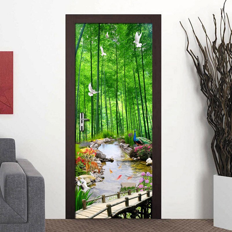 Forest Diy Self-Adhesive Door Sticker Pvc Waterpro... – Grandado