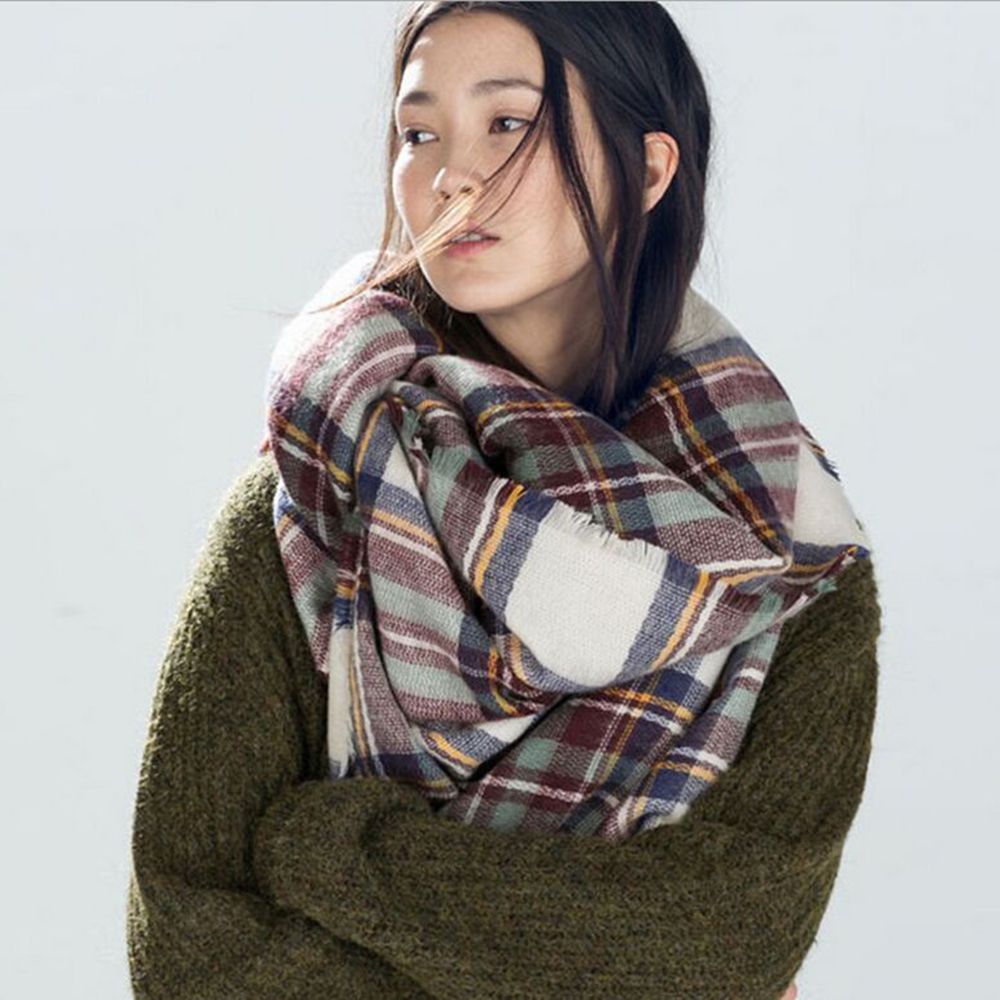 Women Blanket Warm Tartan Scarf Wrap Shawl Plaid C... – Grandado