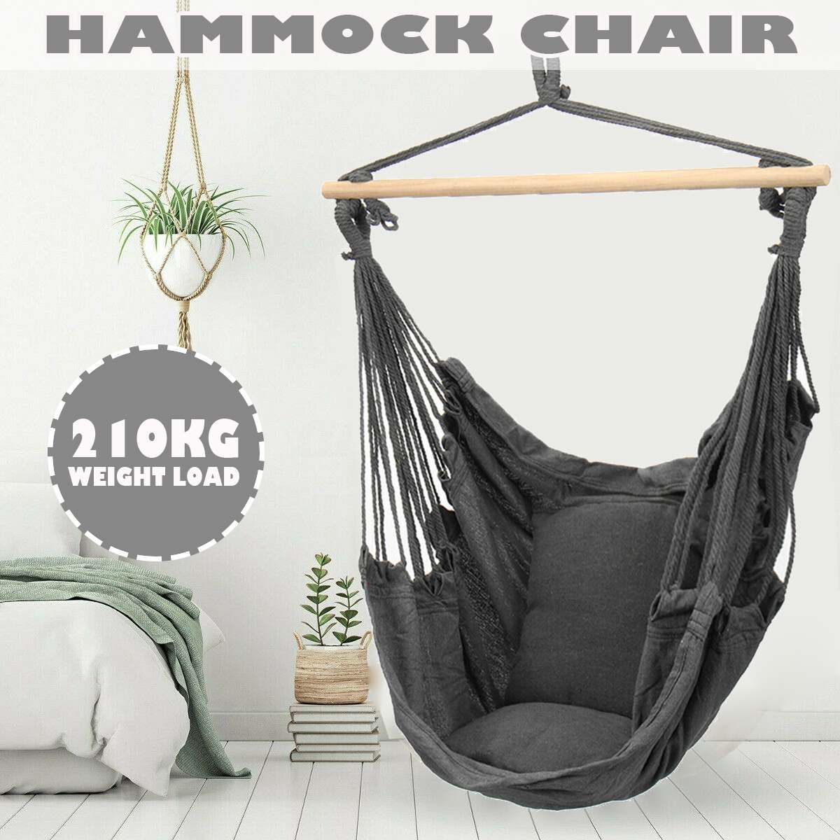 210kg Hammock Chair Swing Bed Outdoor Indoor Dormi... – Grandado