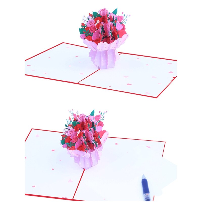 3D Pop-Up Card Rose Flowers Bouquet Romantic Handm... – Grandado