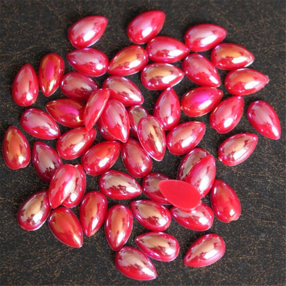 Red AB Color Tear Shape Flatback Half Pearl Beads ... – Grandado