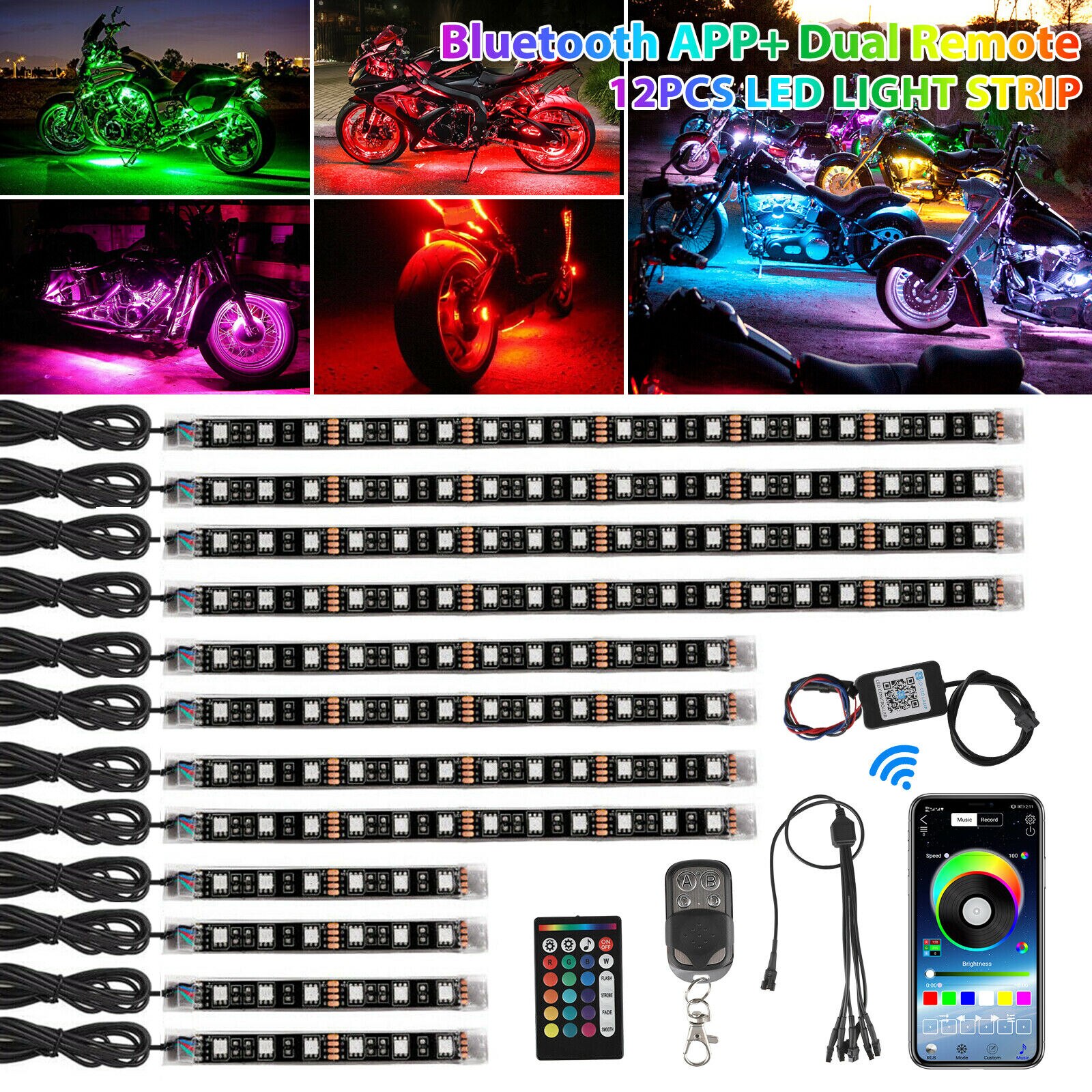 12 Stuks Motorcycle Led Neon Strip Lamp Rgb Multic... – Vicedeal