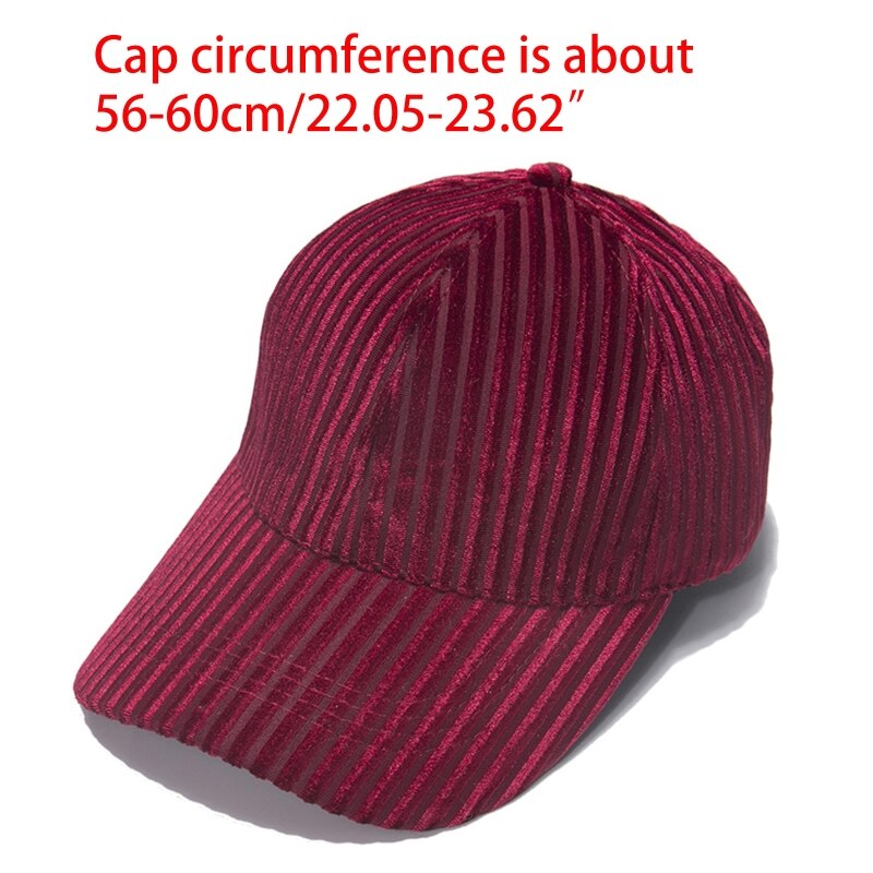 Women Velvet Ribbed Vertical Striped Baseball Cap ... – Vicedeal