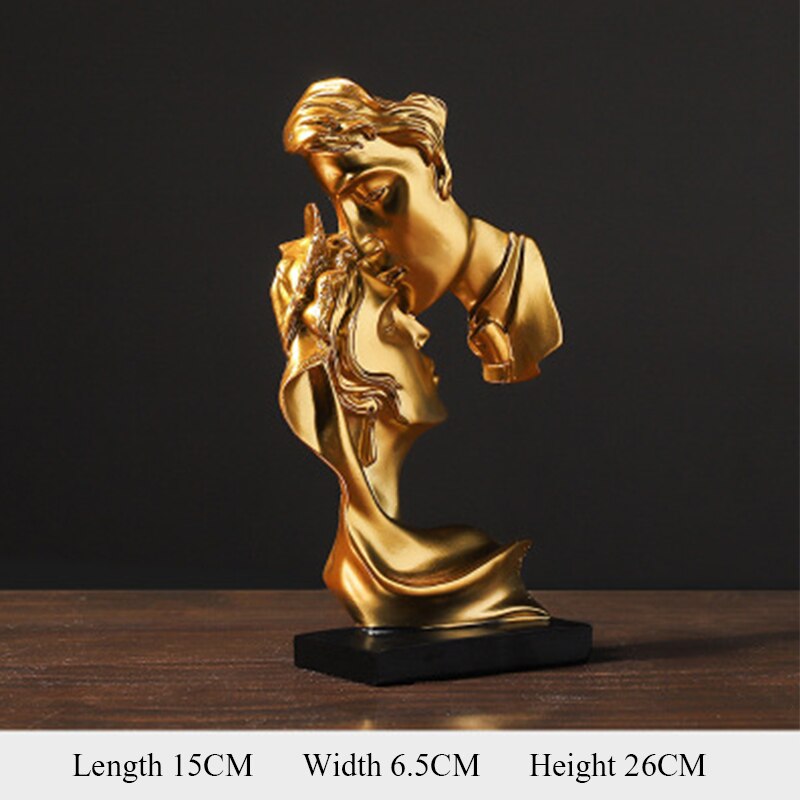 Abstract Figure Statue Resin Ornaments Gold Sculpt... – Vicedeal