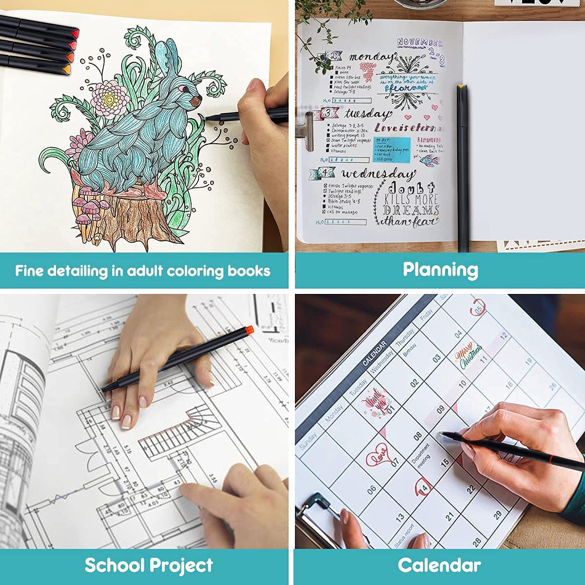 100 Colors Journal Planner Colored Pens Fineliner ... – Grandado