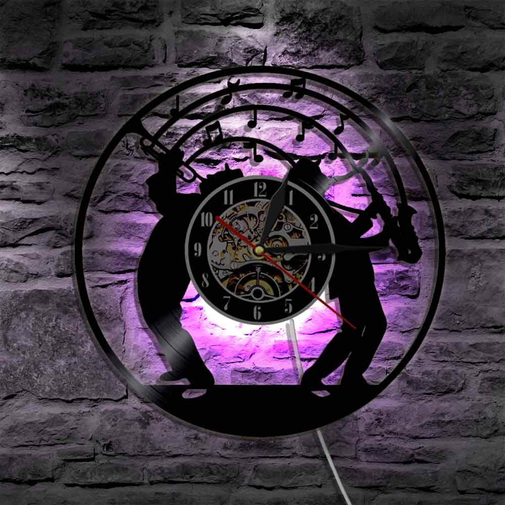 Jazz Music Art Vinyl Record Wall Clock LED Light F... – Grandado