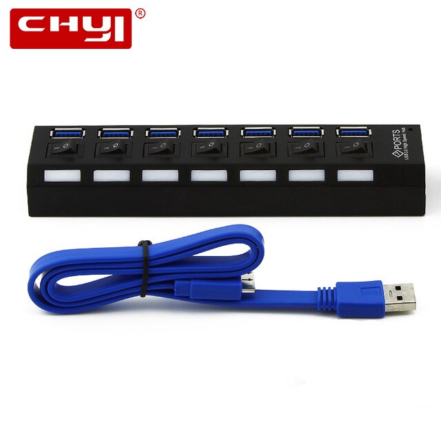 Chyi 7 in 1 usb 3.0 hub led-indicator en aan/uit-s... – Vicedeal