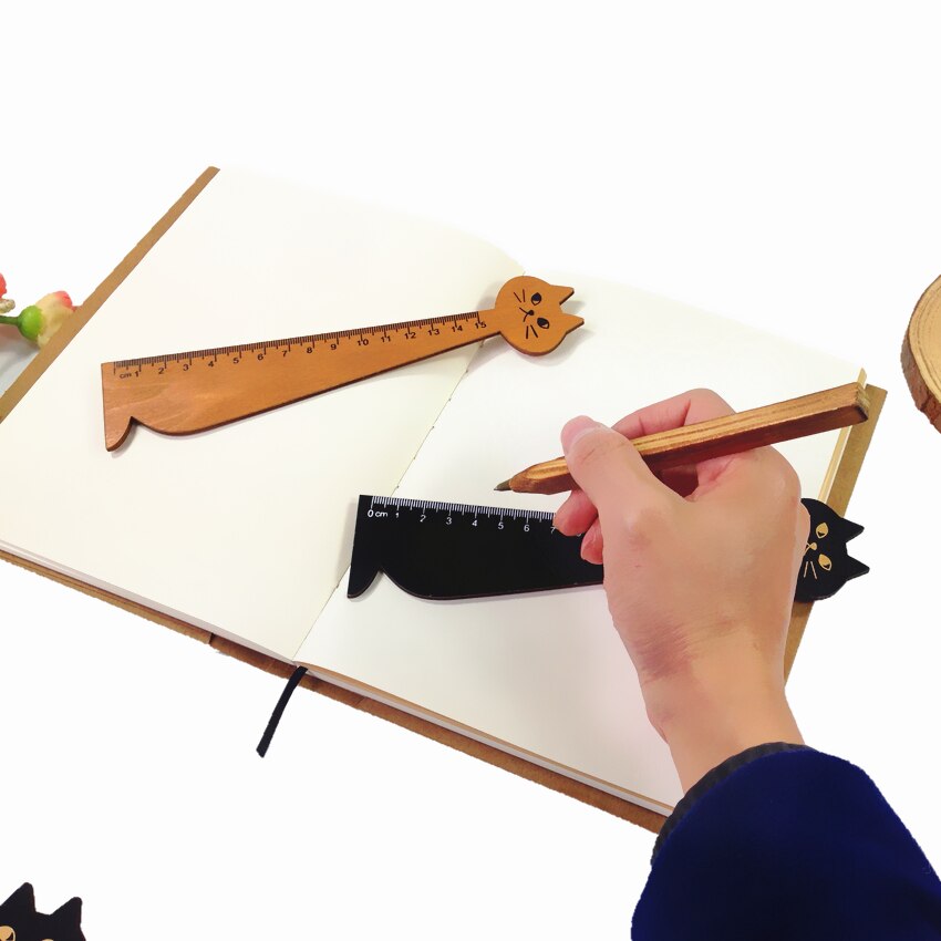 2pcs Vintage Cute Lucky Cat Wooden Ruler bookmark ... – Grandado