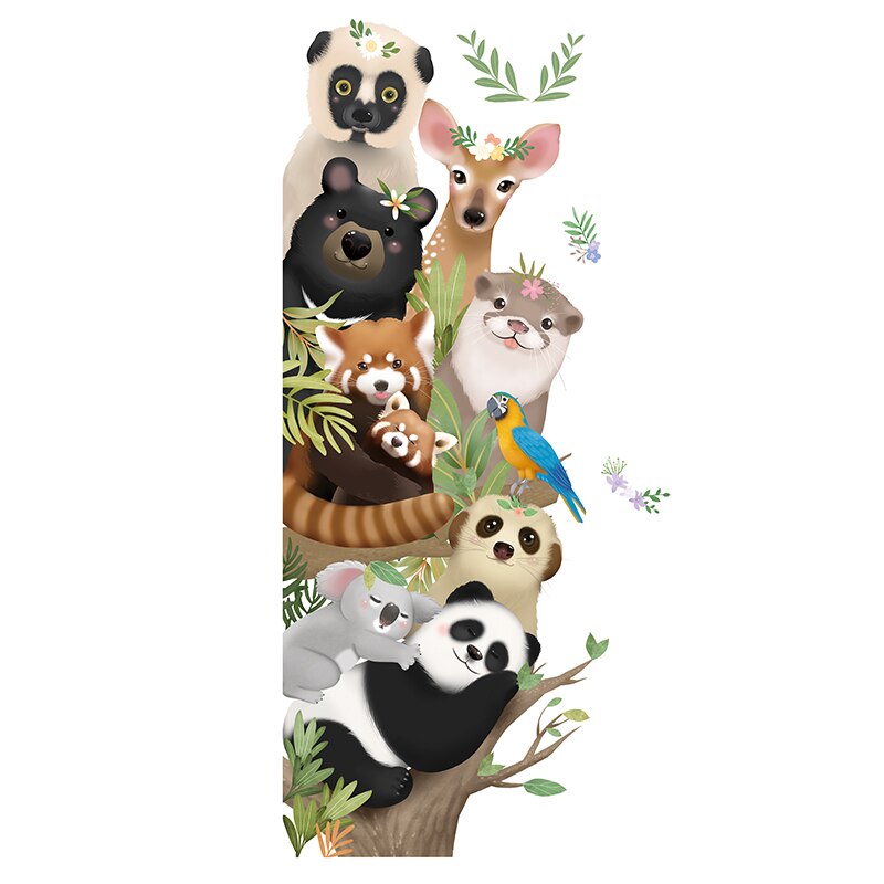 Lovely Panda Giraffe Koala Animal Cartoon Wall Sti... – Grandado