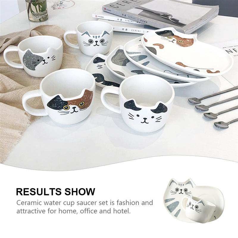 1Set Ceramic Mug Cup Adorable Cat Water Cup Saucer... – Vicedeal