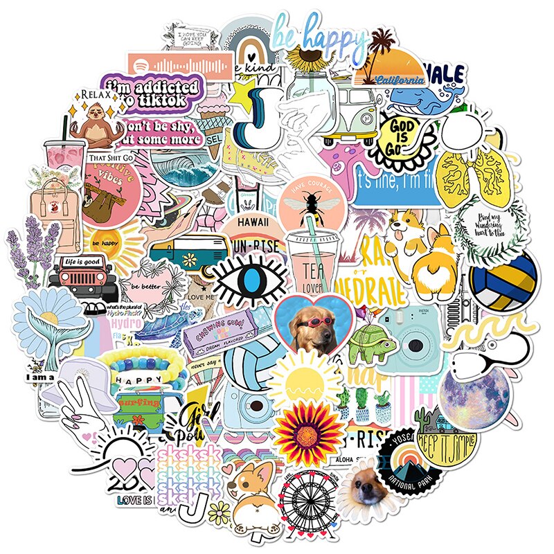 50/100 Pcs Vinyl Stickers Pack Girl Essential Stuf... – Grandado