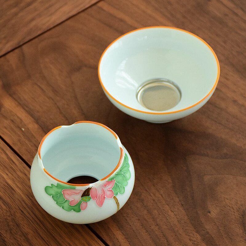 Hand Geschilderd Opgehoopt Lotus Thee Filter Keram... – Vicedeal