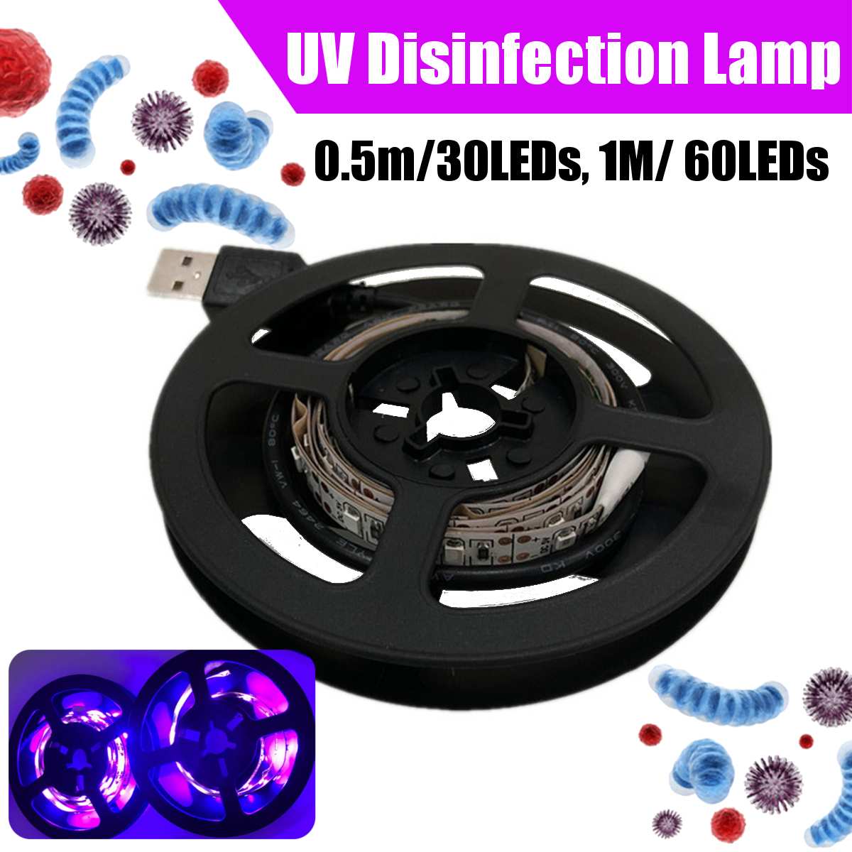 0.5 1M UV Disinfection Lamp USB LED Strip Light Vi... – Grandado