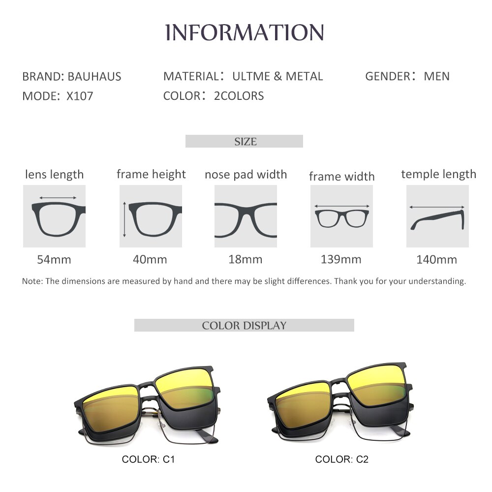 X107 Clip-on Glasses Frame Optical Prescription Ey... – Grandado