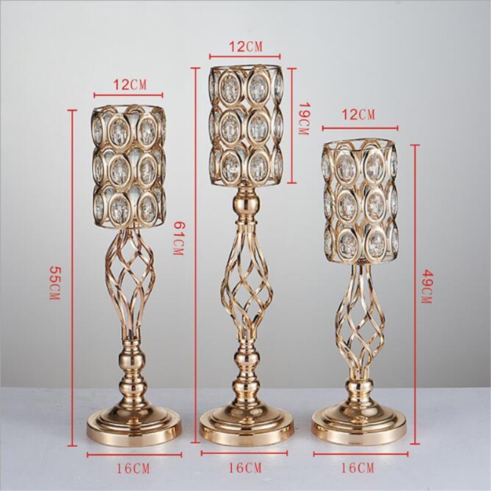 Metal Golden Candle Holders Hollow Crystal Wedding... – Grandado