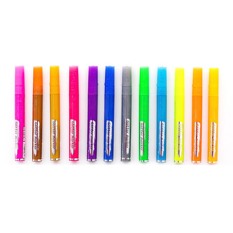 12 Colors Glitter Highlighter Pen Fluorescent Mark... – Vicedeal
