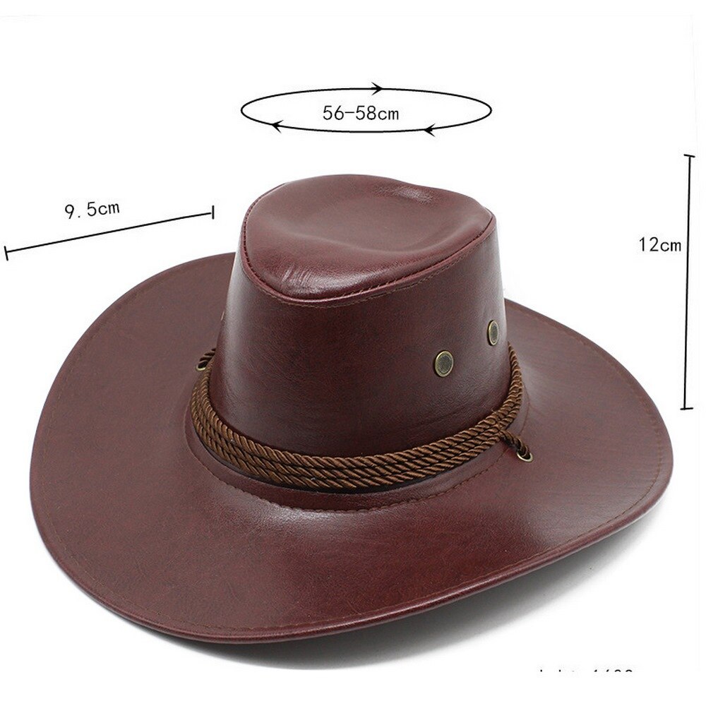 Western Cowboy Hat Artificial Leather Jazz Cap Kni... – Grandado