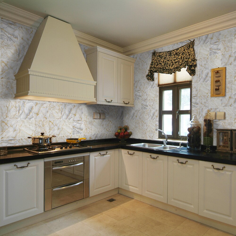 Funlife® White and Gold Marble Wall Sticker Self-A... – Grandado