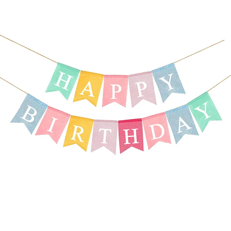 1set Happy Birthday Banner Colorful Fishtail Flags... – Grandado