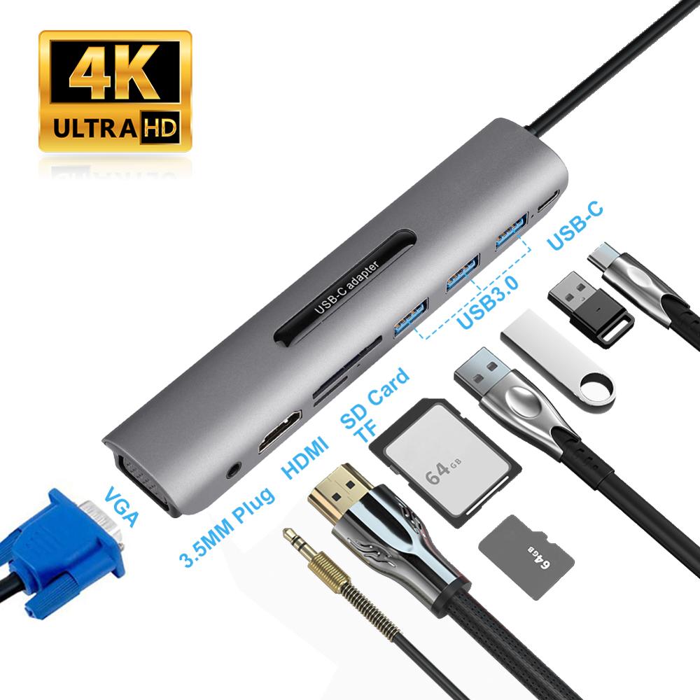 Usb Type C Hub 3.0 Usb Hdmi RJ45 Usb Hub Voor Macb... – Vicedeal