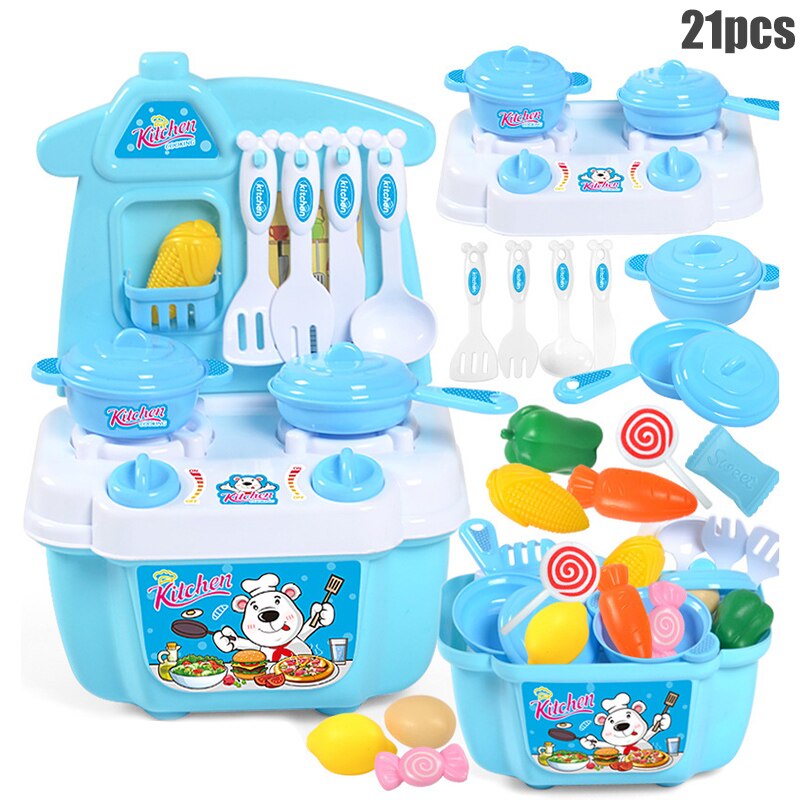 21 PCS Play Kitchen Kit for Kids Pretend Cooking S... – Grandado