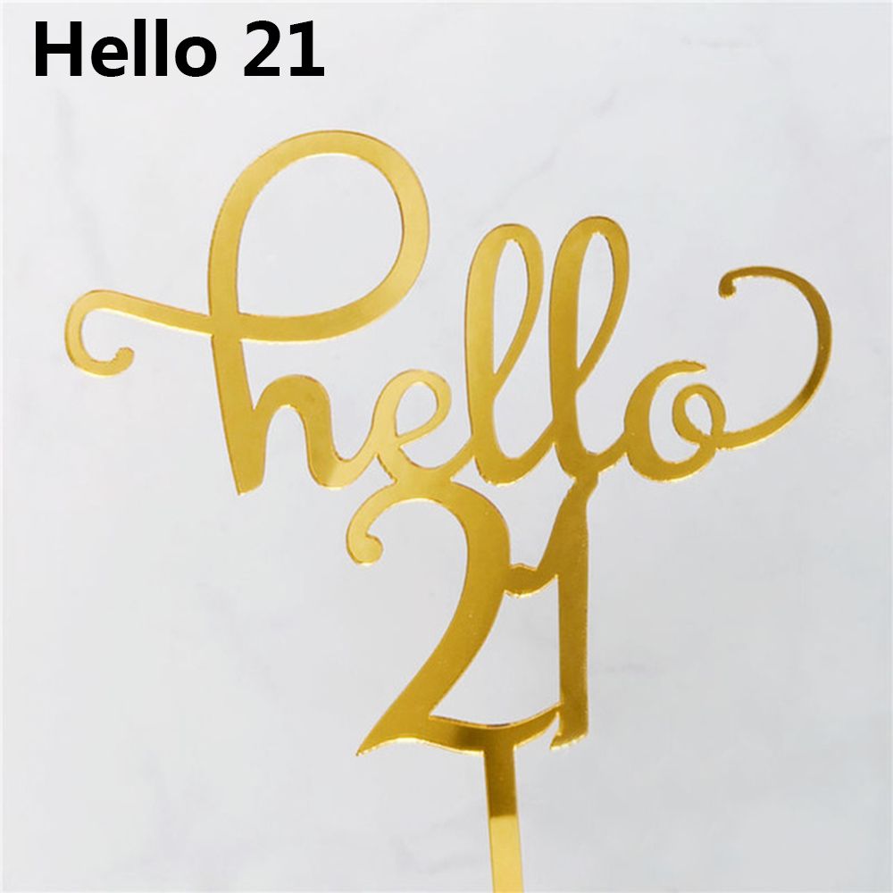 Hello 21 30 40 50 60 Hand Schrijven Goud Acryl Cak... – Grandado