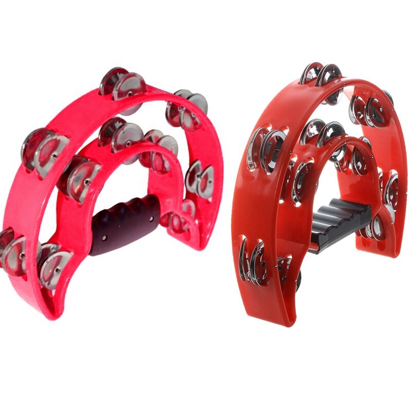 Hand Held Tambourine Double Row Metal Jingles Perc... – Vicedeal