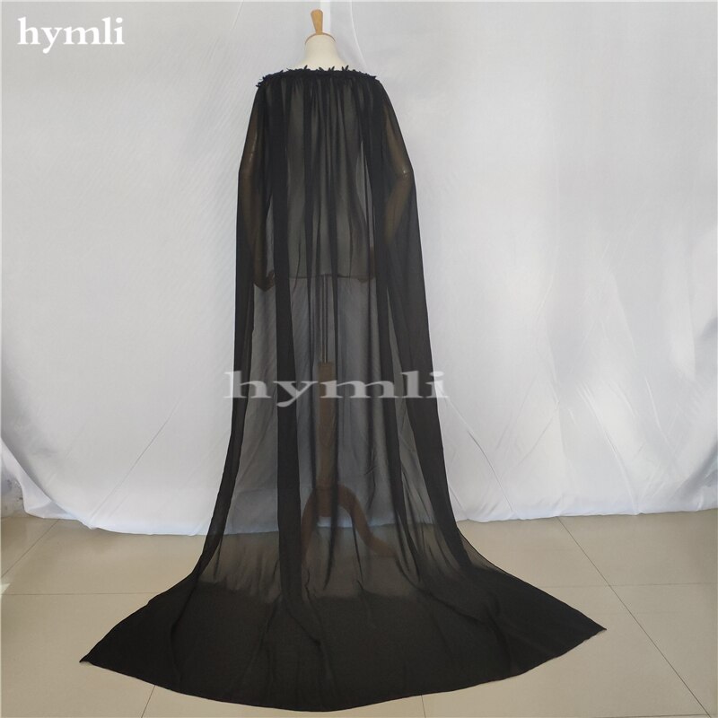 2 Meters Bridal Cape Long Black Chiffon Shawl Wedd... – Grandado
