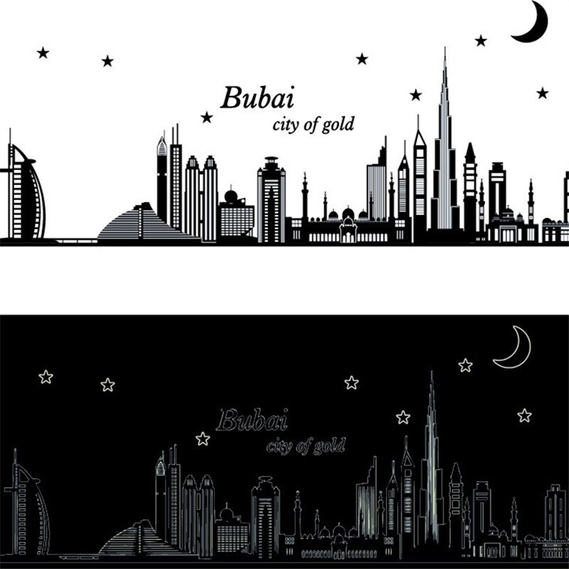Fluorescent Dubai City Complex Landscape Wall Stic... – Vicedeal