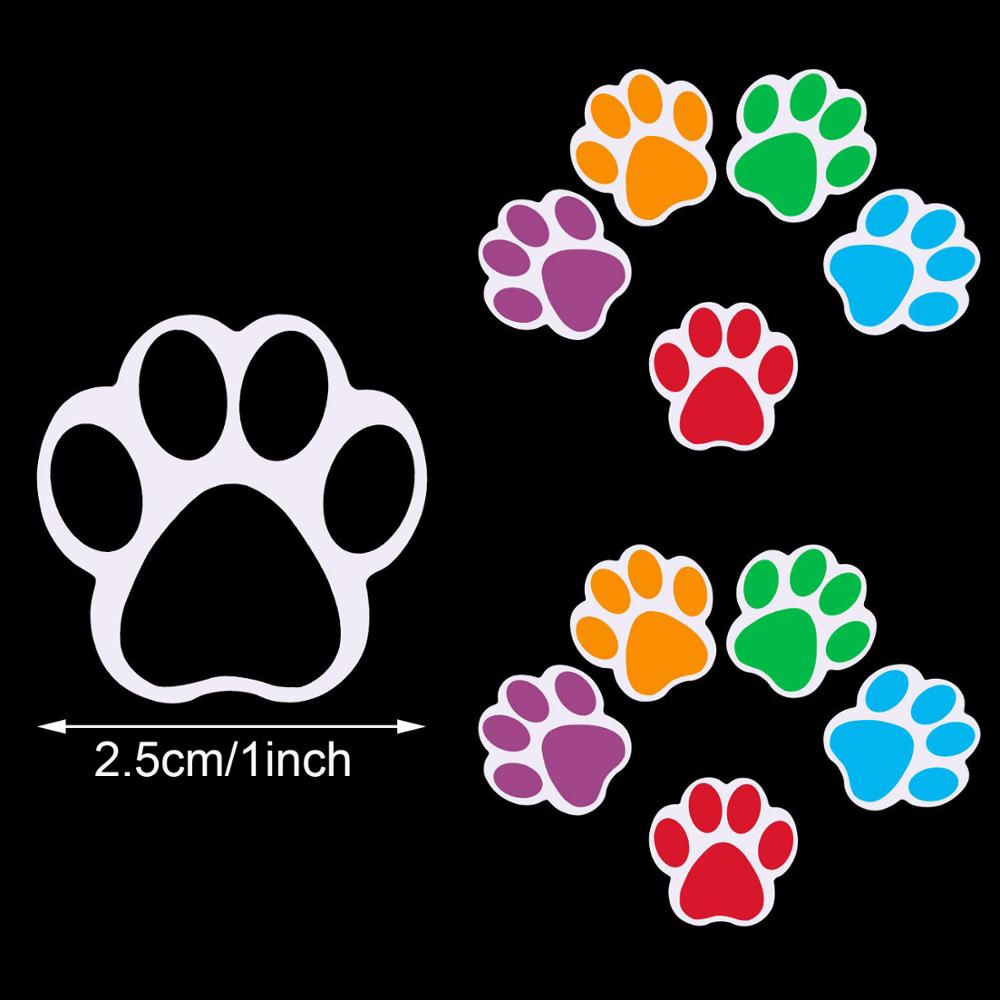 1 Roll of 600 Pieces 1.5 Inch Colorful Paw Print R... – Grandado