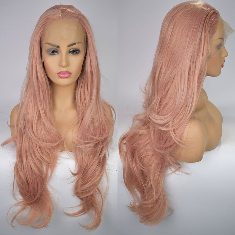 Bombshell Pink Natural Wave Synthetic Lace Front W... – Vicedeal