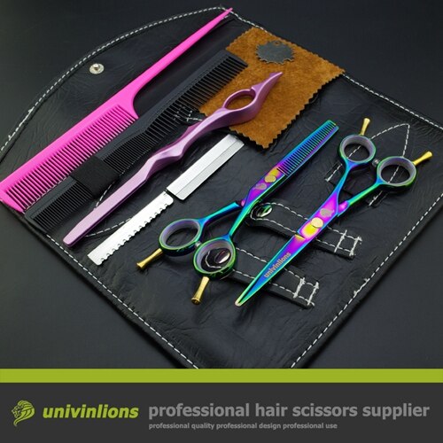 5.5" with razor hair scissors hairdressing scissor... – Grandado