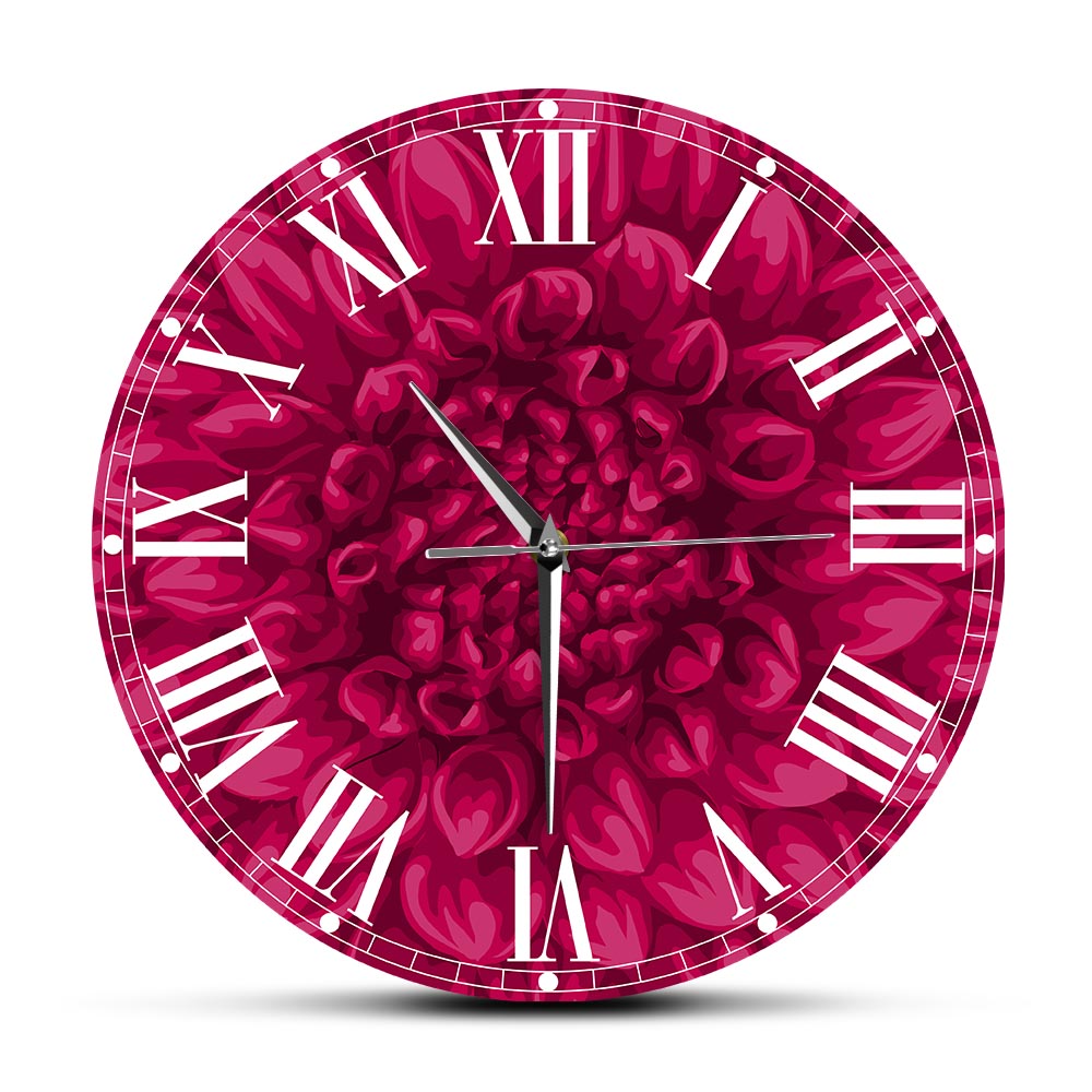 Flower Printed Clocks Modern Beautiful Pink Dahlia... – Grandado