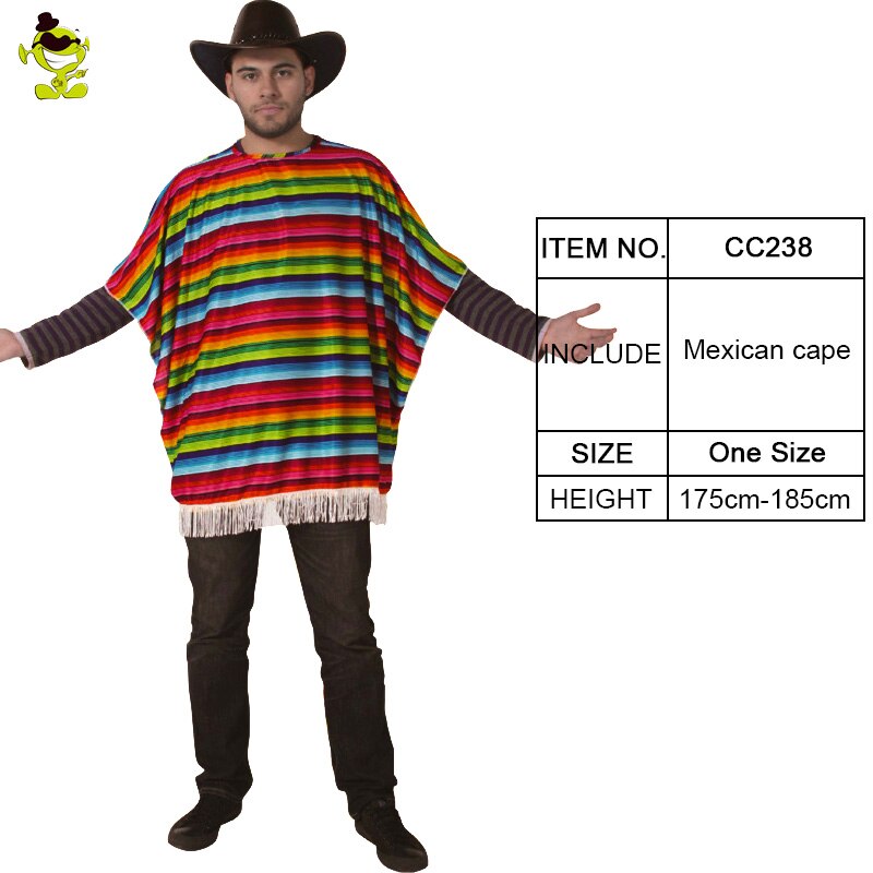 Disfraz de capa mexicana para hombre, traje de de ... – Grandado