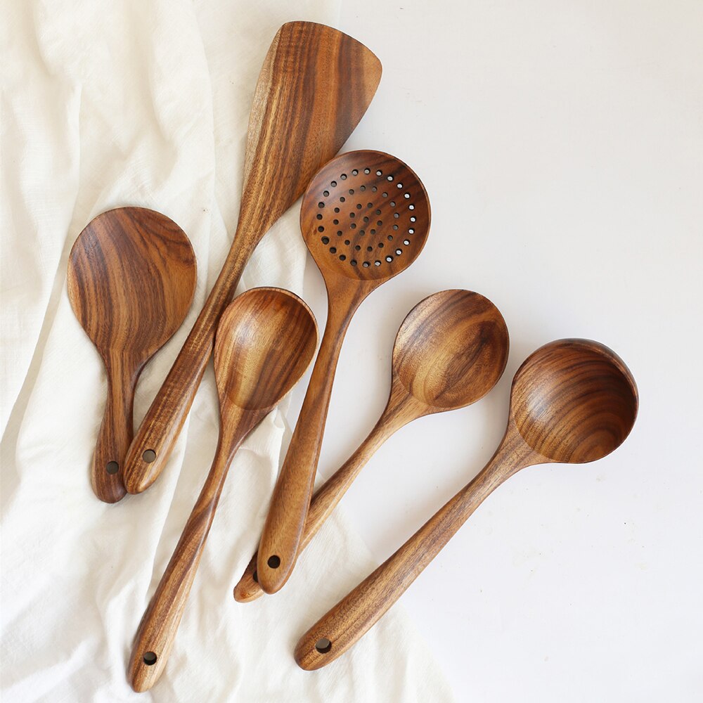 Teak Natural Wood Tableware Spoon Ladle Turner Lon... – Vicedeal