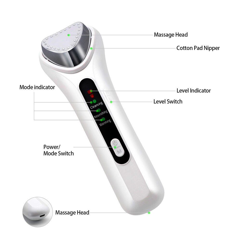 LED Face Beauty Instrument Ultrasonic Warm Ion Imp... – Grandado