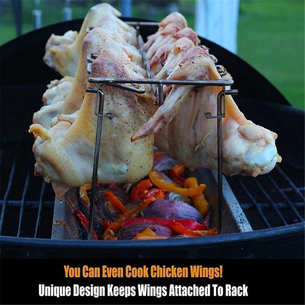 BBQ Beef Chicken Leg Wing Grill Rack 12 Slots Stai... – Grandado