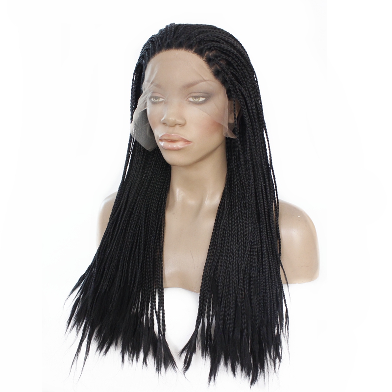 Natural Black Braided Wig with Baby Hair Long Brai... – Grandado