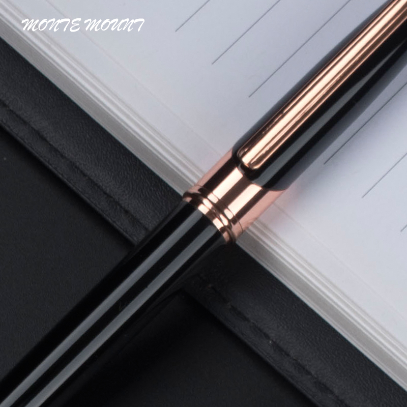 MONTE MOUNT Black / white Pen Rose Gold Clip Ballp... – Grandado