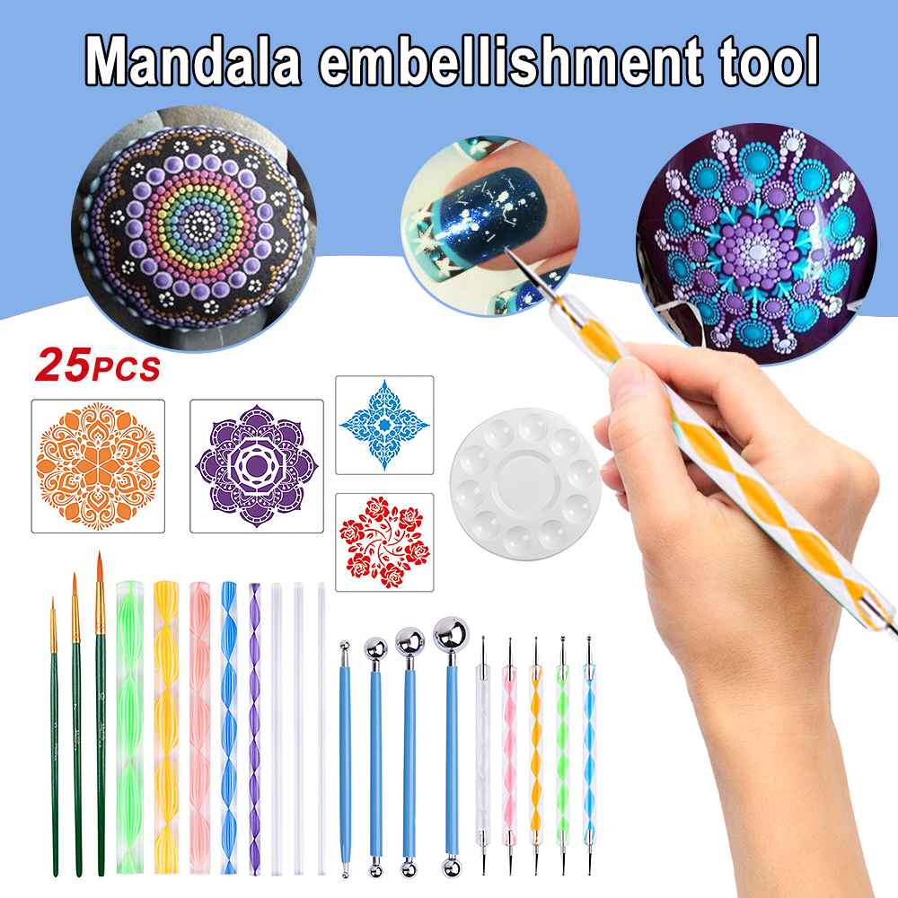 25pcs/Set Mandala Dotting Tools Rock Painting Kits... – Grandado