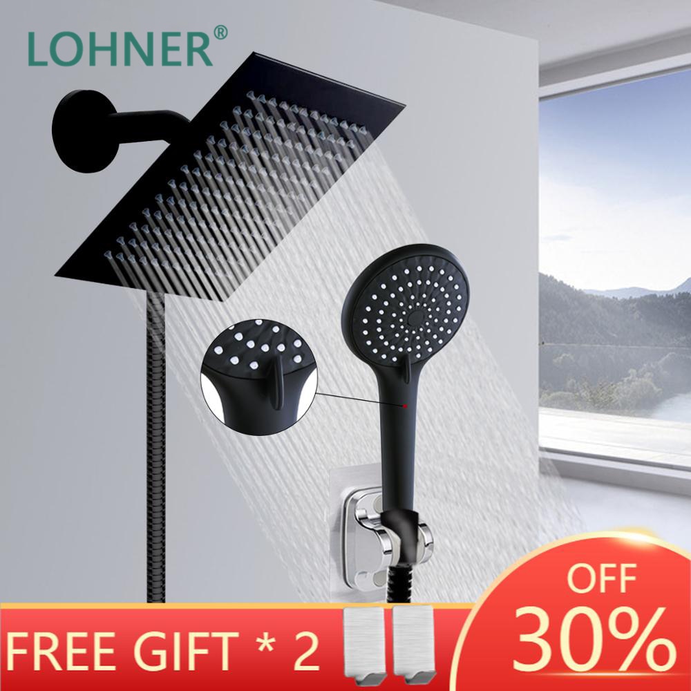 Lohner Dush Shower Head Set Black Holder for Bathr... – Grandado