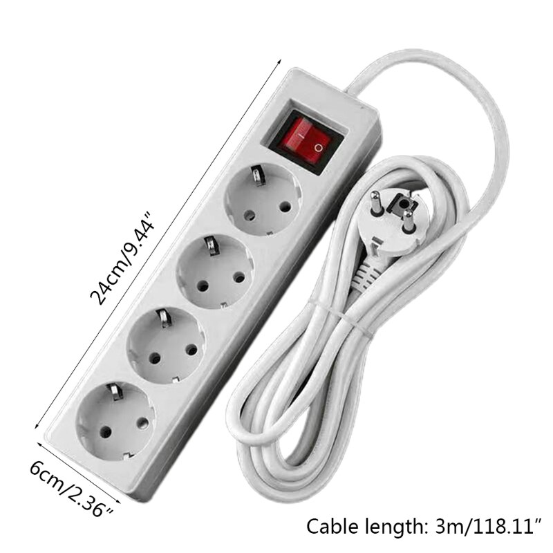EU Standard German Type Power Strip 3/4/5 Sockets ... – Vicedeal