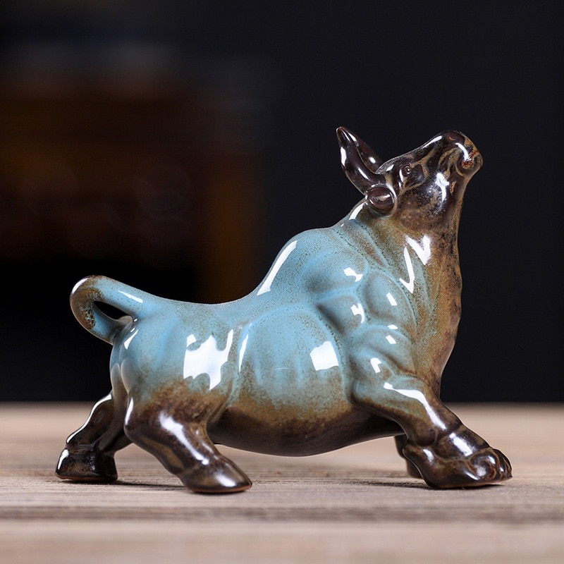 Bull Sculpture Ceramic Bulls Statue Home Decor Sta... – Grandado